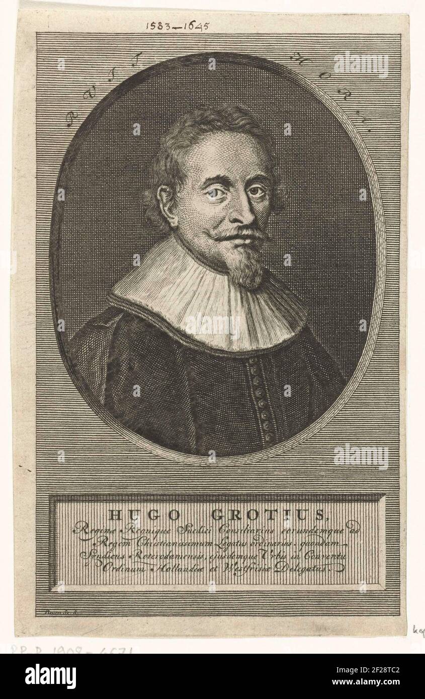 Portrait of Hugo de Groot.bust image of Hugo de Groot in oval with ...