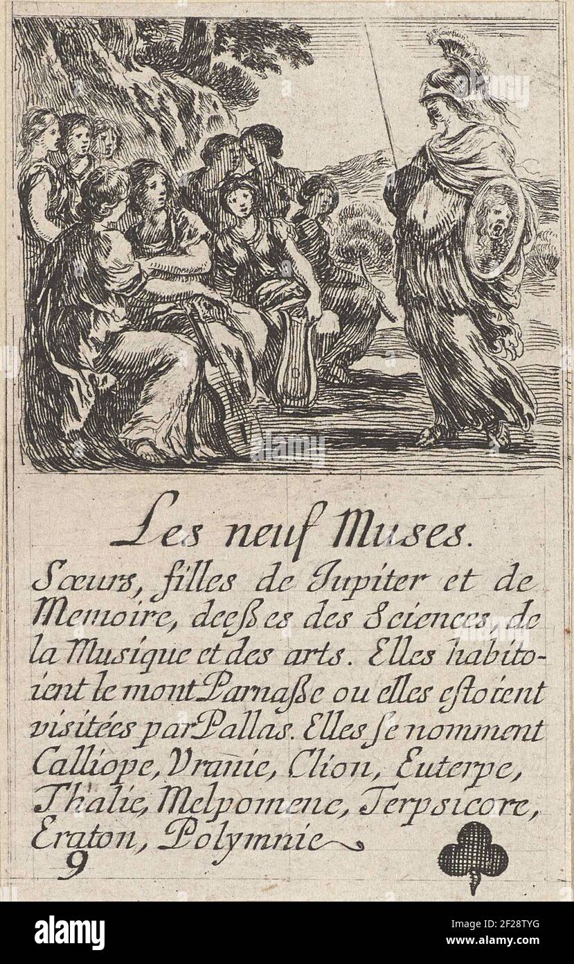 Minerva and the nine muses; Clover nine; Les Neuf Muses; Card game with ...