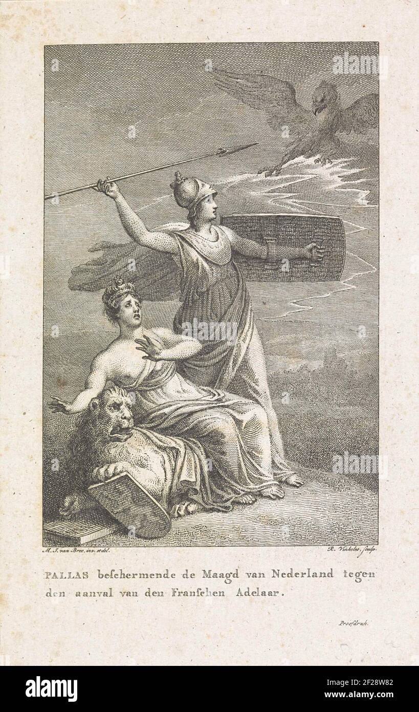 Minerva protects the Dutch virgin, 1815; Pallas protective the Virgin ...