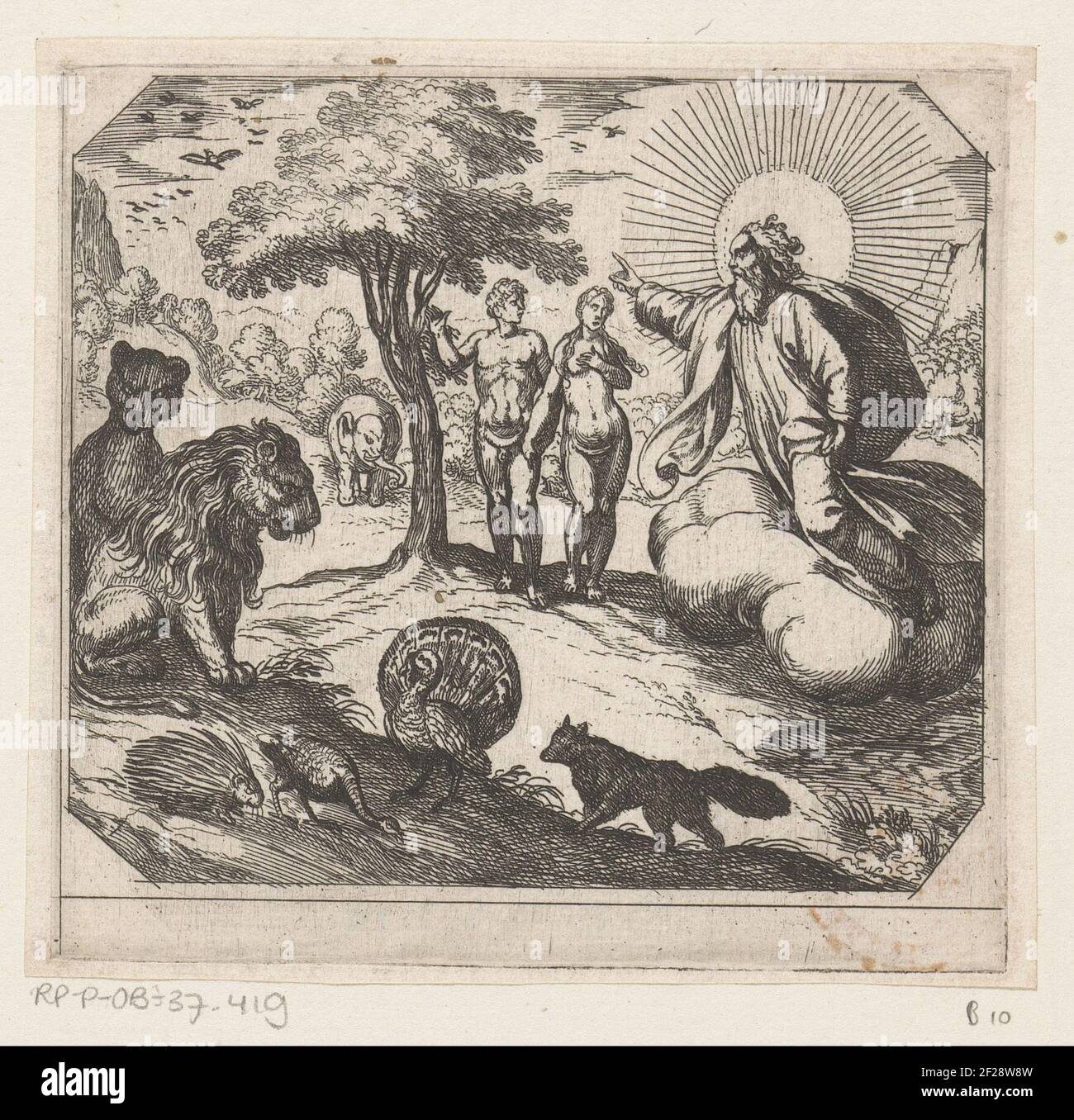 God prohibits Adam and Eva from the tree of knowledge; The creation ...