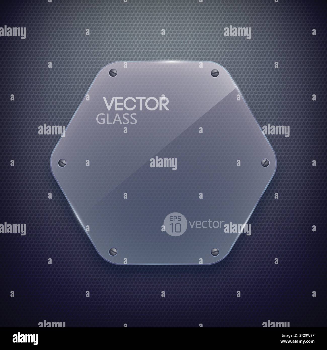 Web design template with glass hexagon attached to gray grid background ...