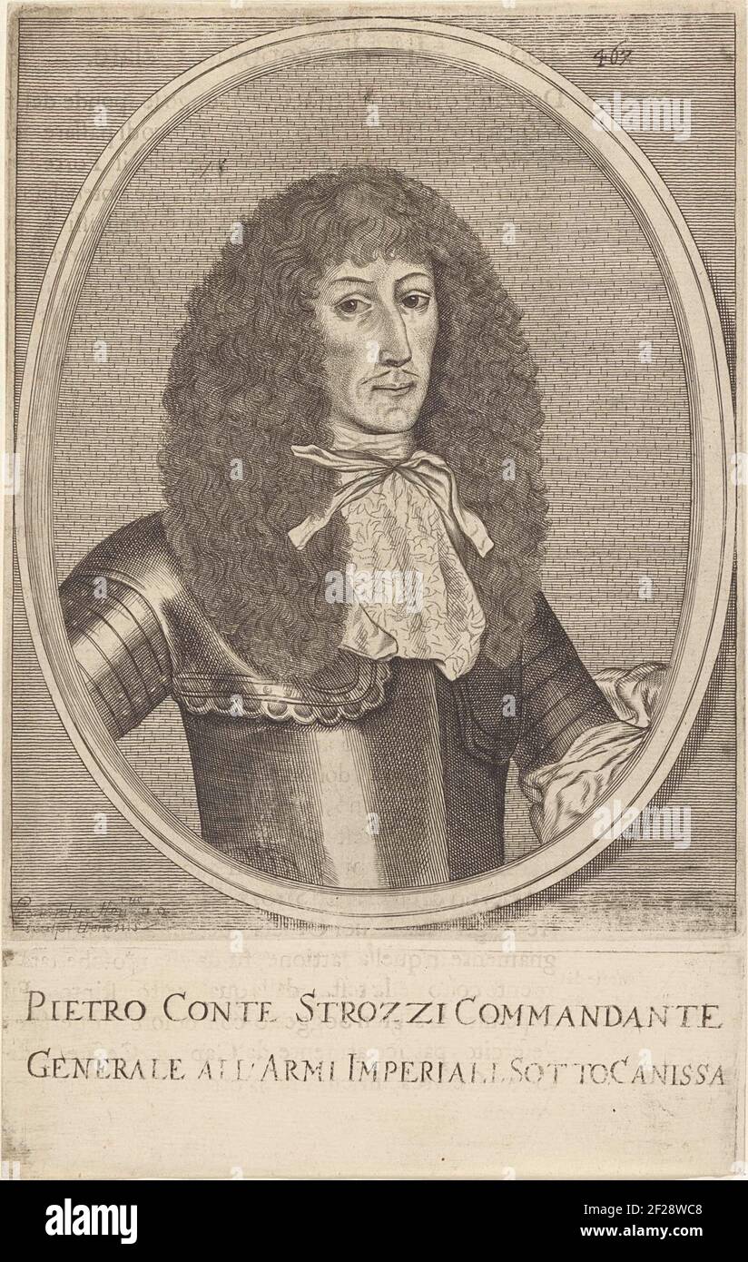Portret van generaal Pietro Strozzi.Text in undermarge. Numbered at the ...