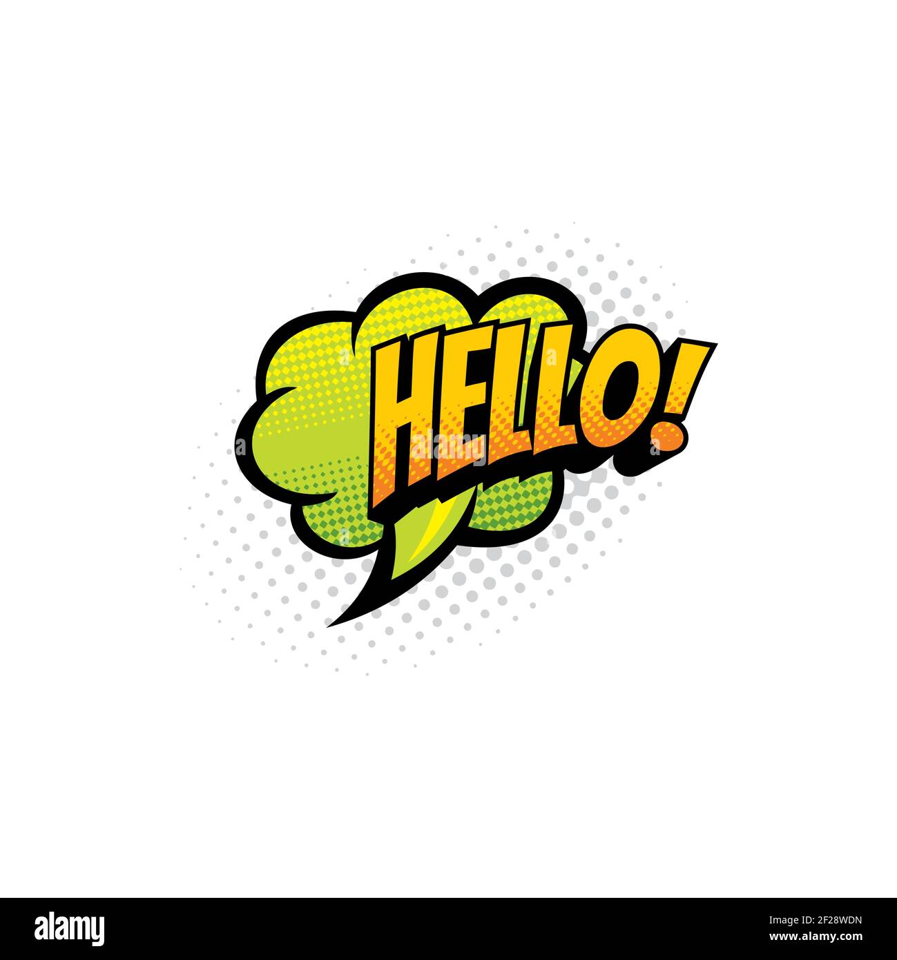 Cloud speech bubble hello phrase in boom bang balloon chat message ...