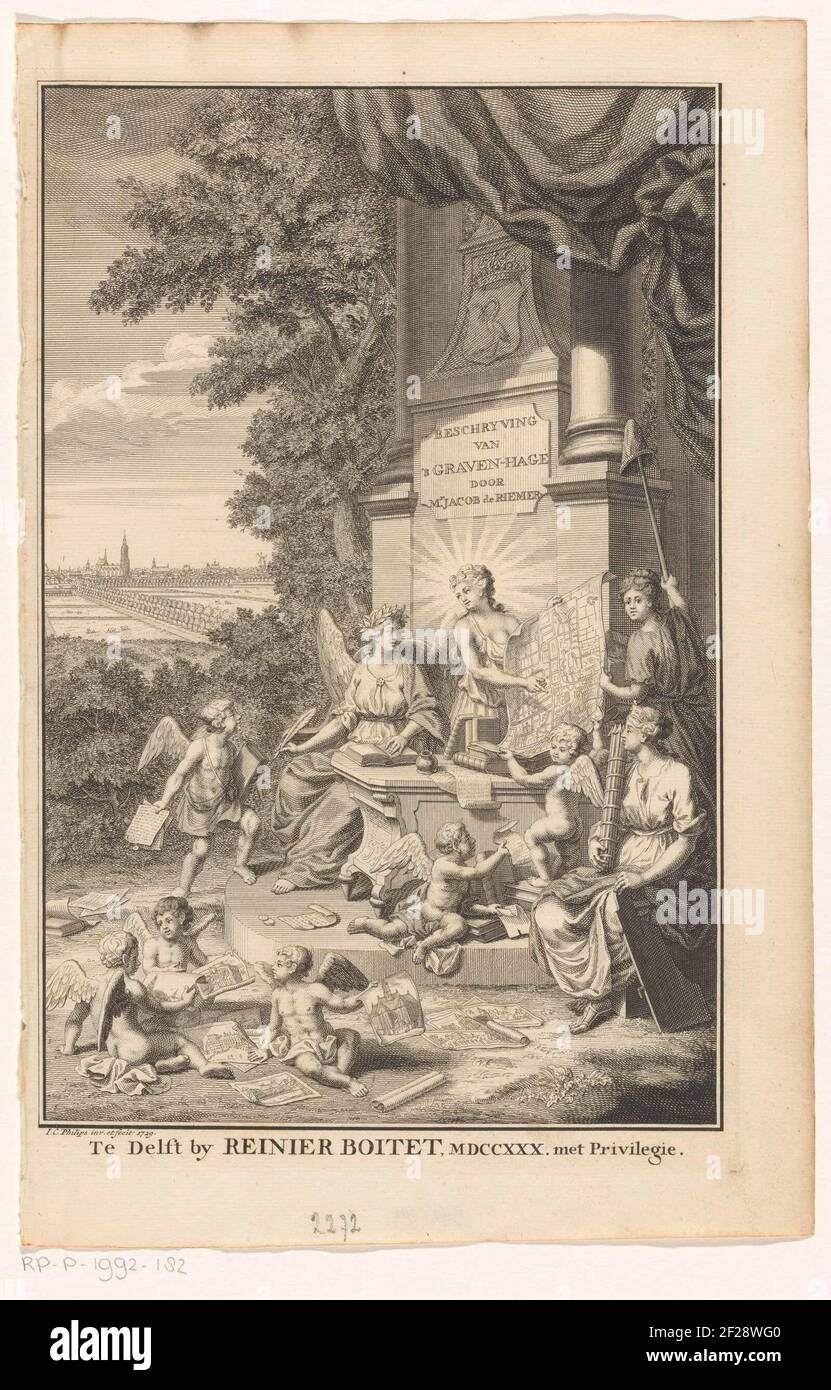 Allegorie op de geschiedenis van Den Haag; Titelpagina voor: Jacob de ...