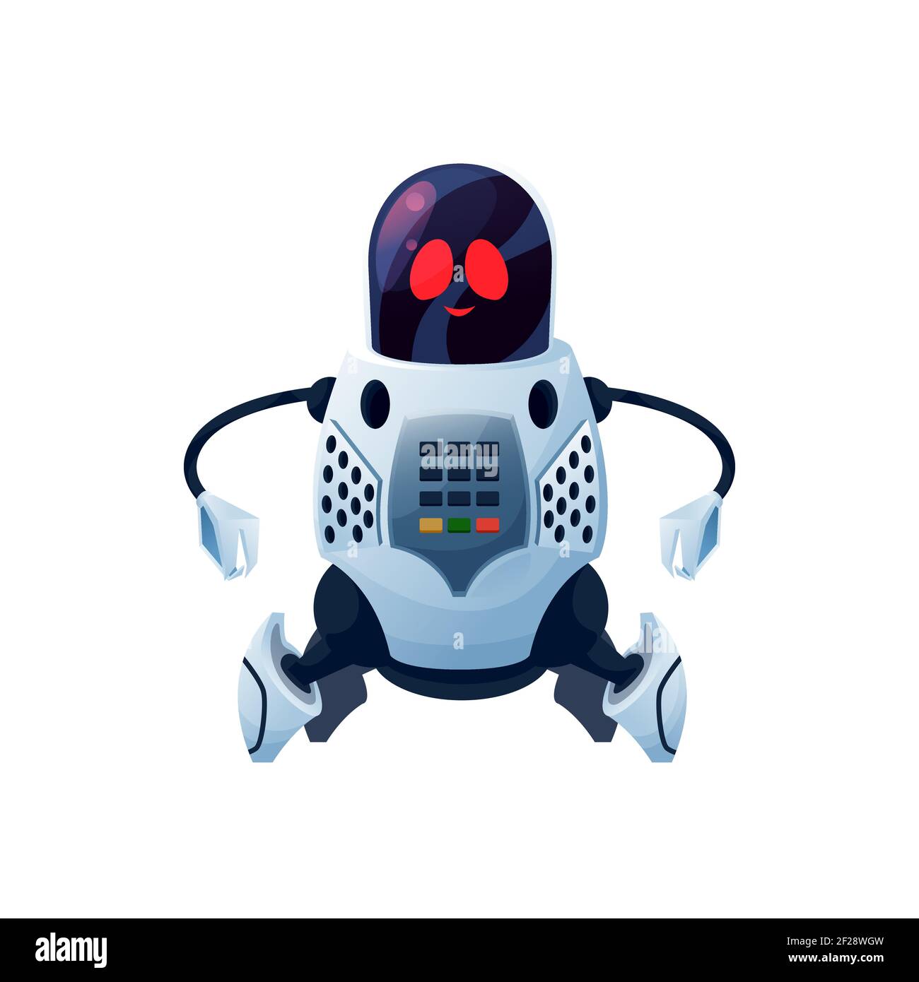 Robot with flexible arms with grabs isolated kids toy. Vector ...