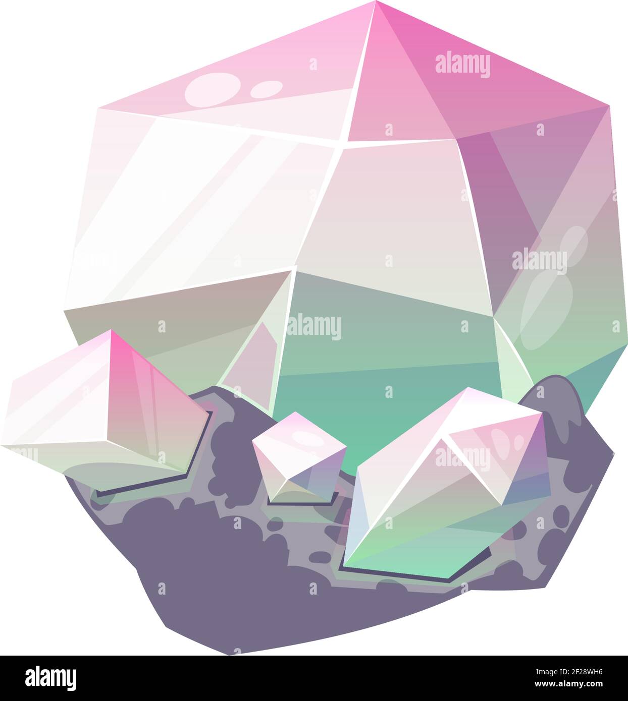 Violet amethyst, purple gem stone isolated crystal icon. Vector ...