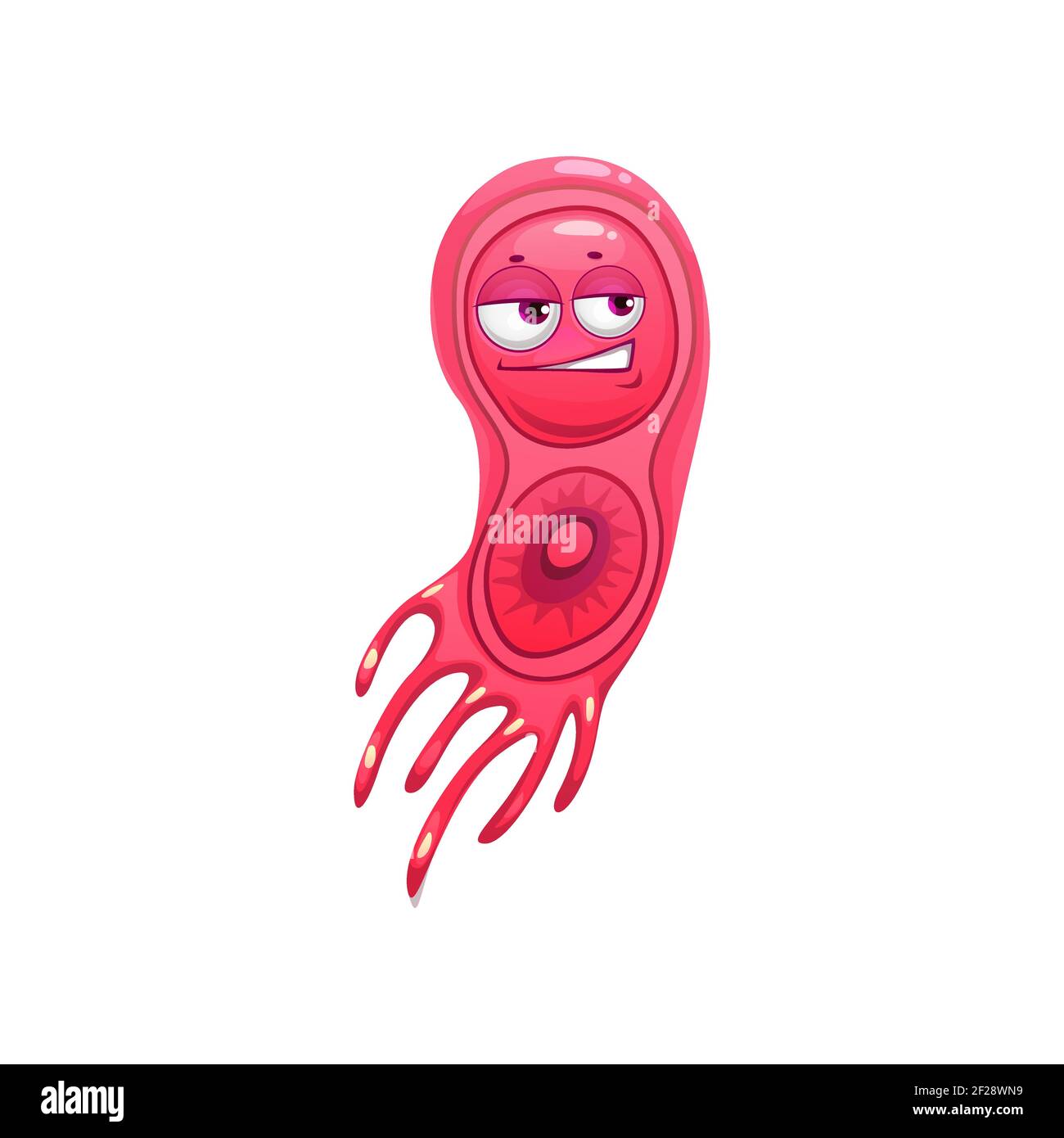 Cartoon virus cell vector icon, cute bacteria or germ character with ...