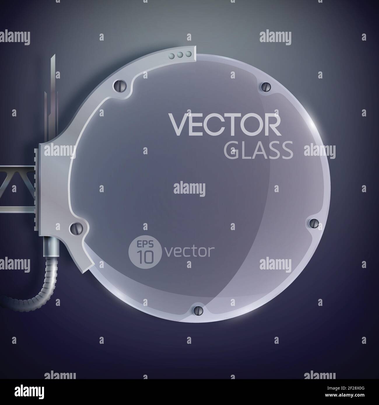 Geometric blank concept with electric glass transparent circle lamp on ...