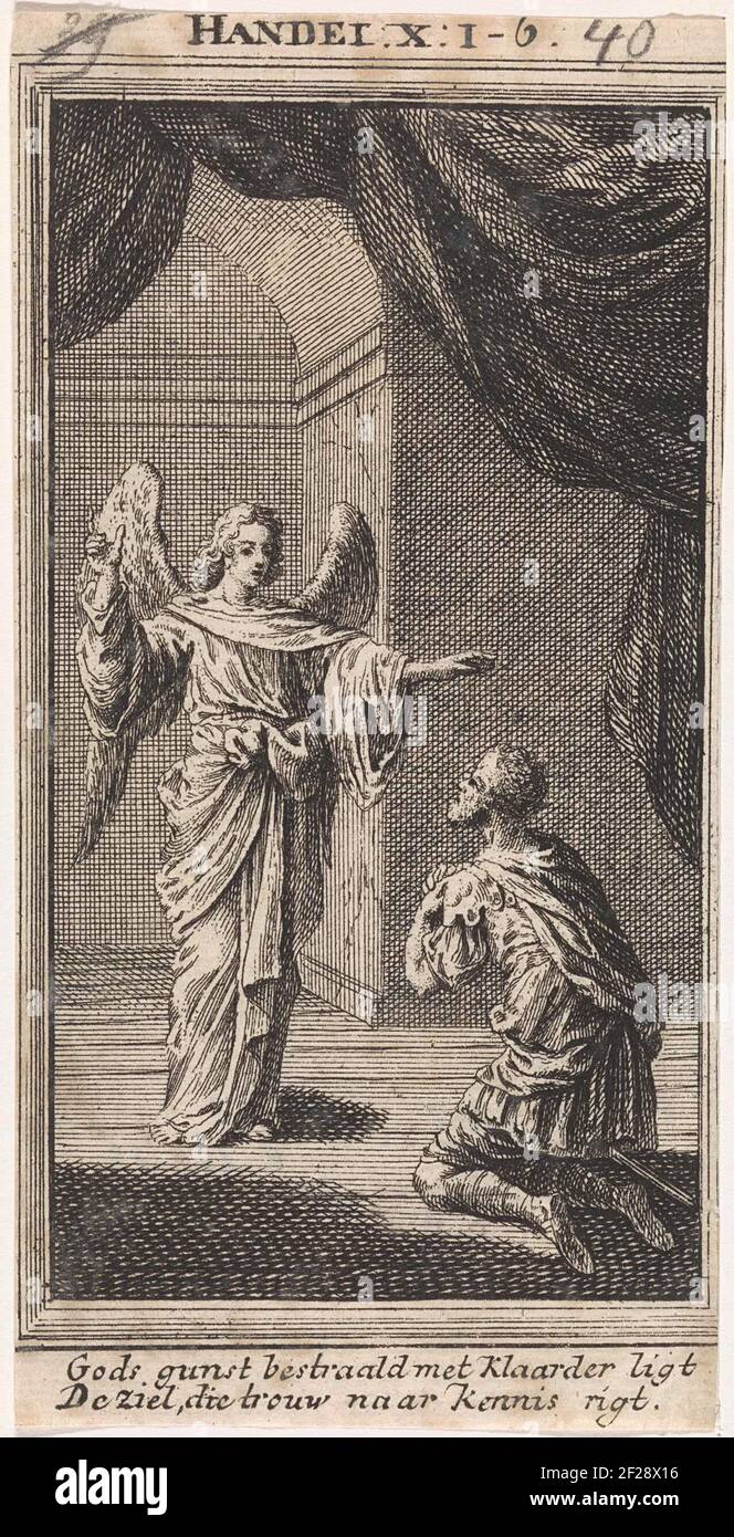 Cornelius kneels before the angel sent to him Stock Photo - Alamy