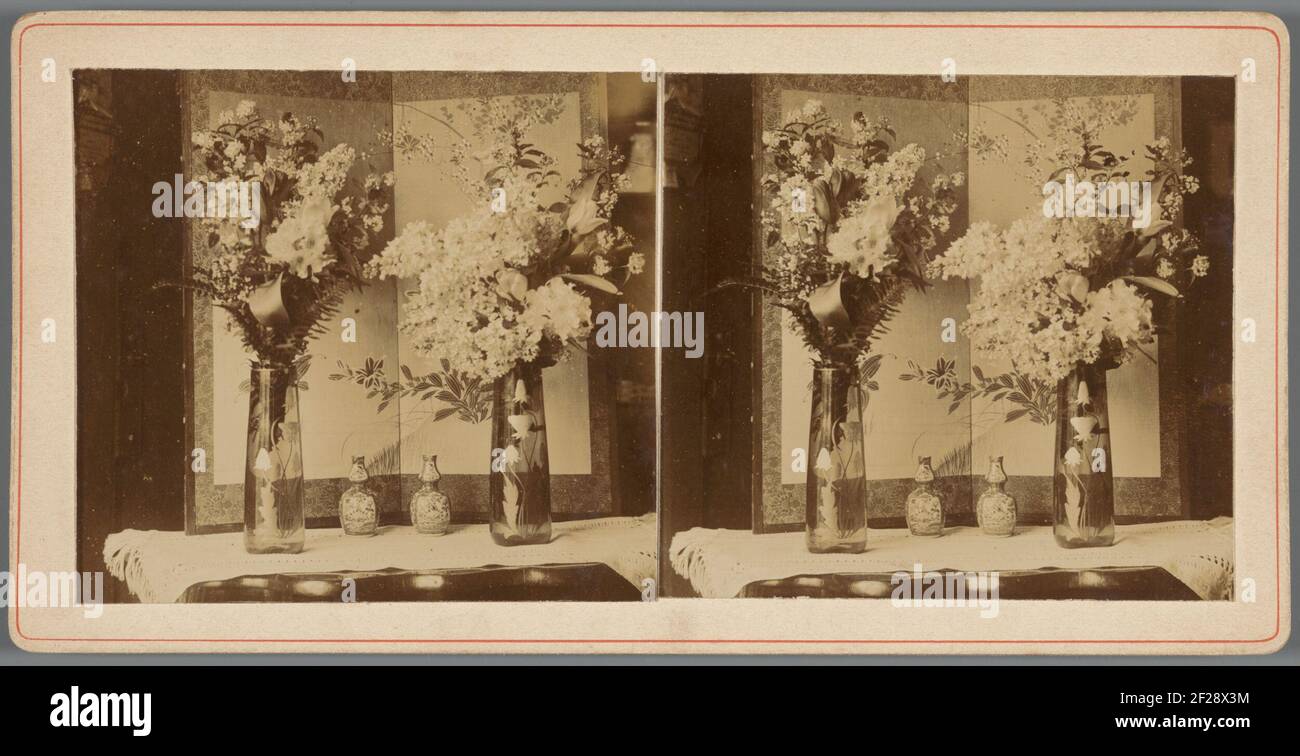 Two vases with flowers.twee vases with flowers. Part of a group of 5 ...