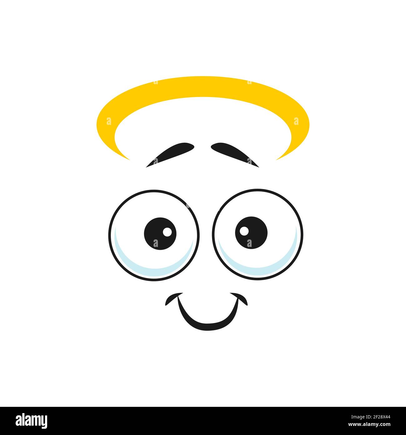 Emoticon angel with halo over head isolated holy emoji sign. Vector ...