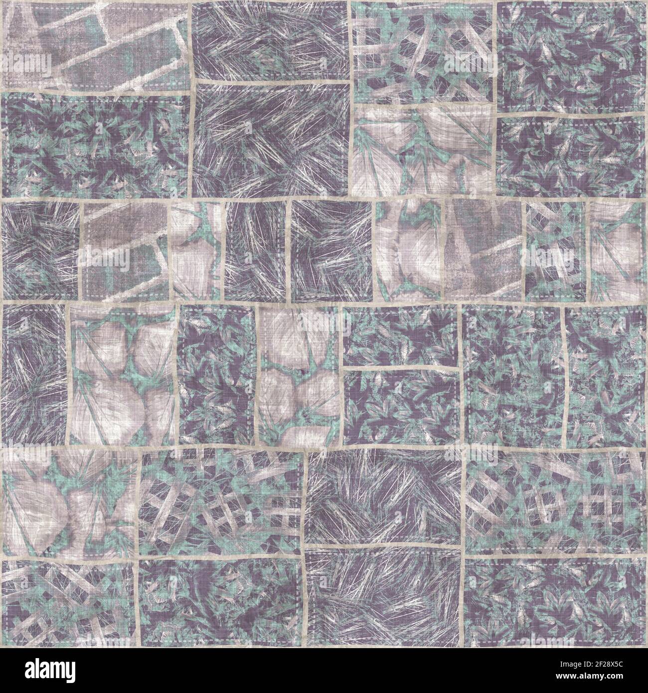 Seamless patchwork collage mix quilt pattern print Stock Photo - Alamy