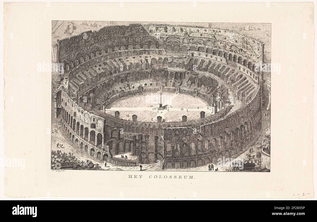 Face from a bird's eye view at the Colosseum in Rome; The Colosseum ...