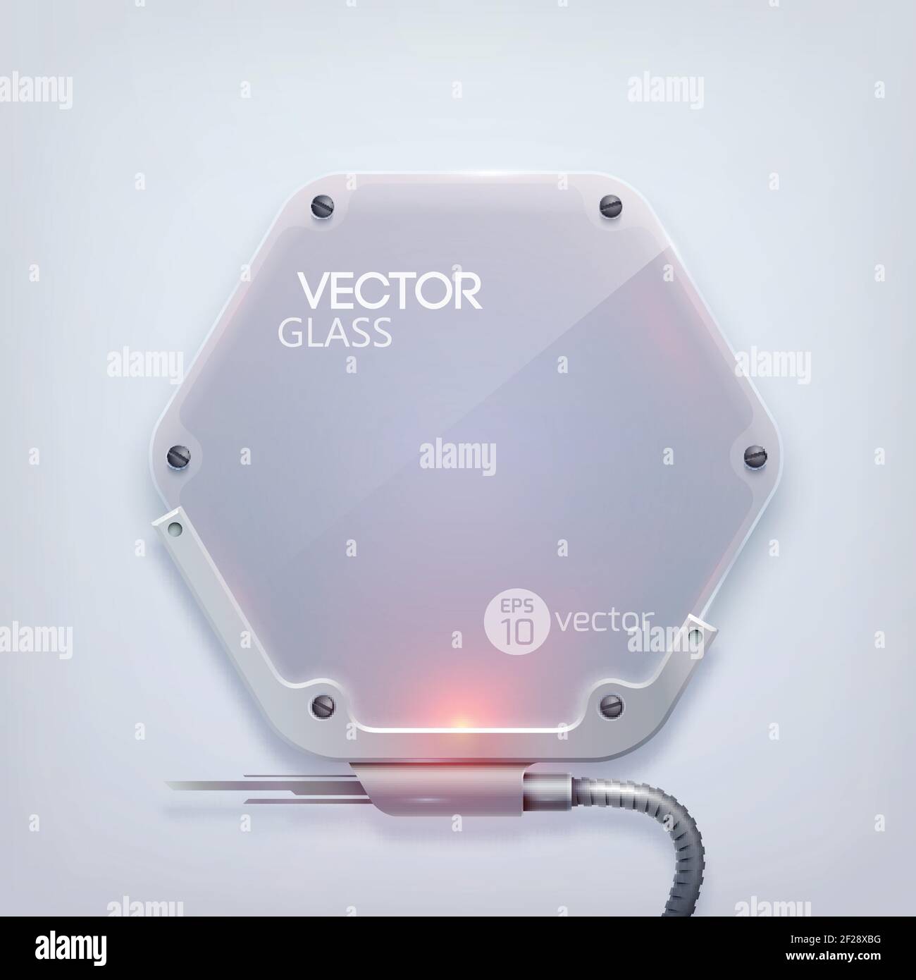 Modern abstract concept with electric glass hexagonal frame and red ...