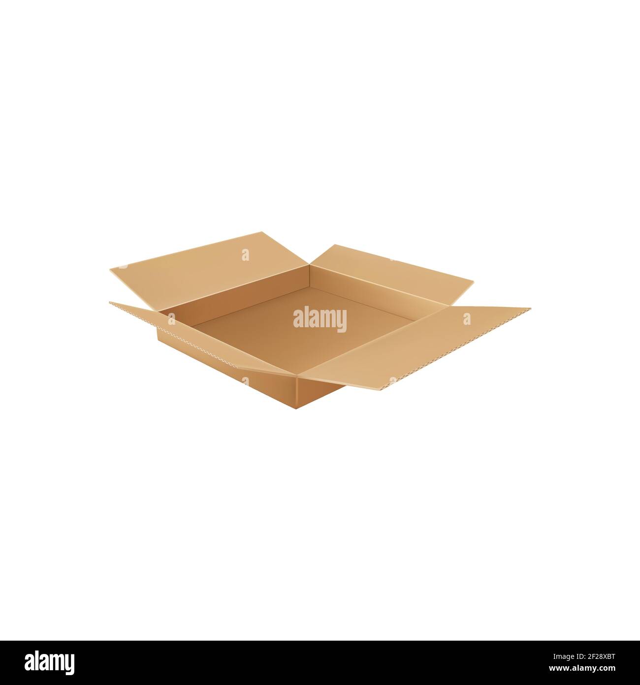 Open carton brown box isolated delivery pack above view realistic icon ...