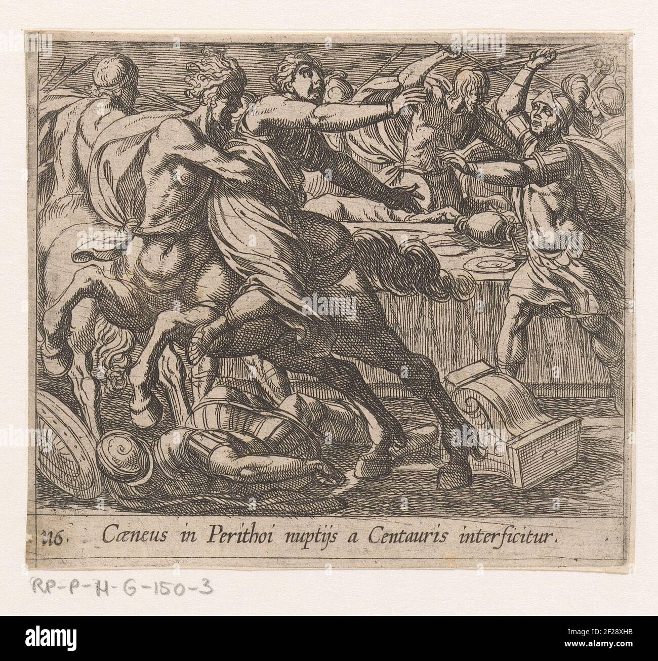 Fight between the Lapithen and the centaurs; Caeneus in Perithoi ...
