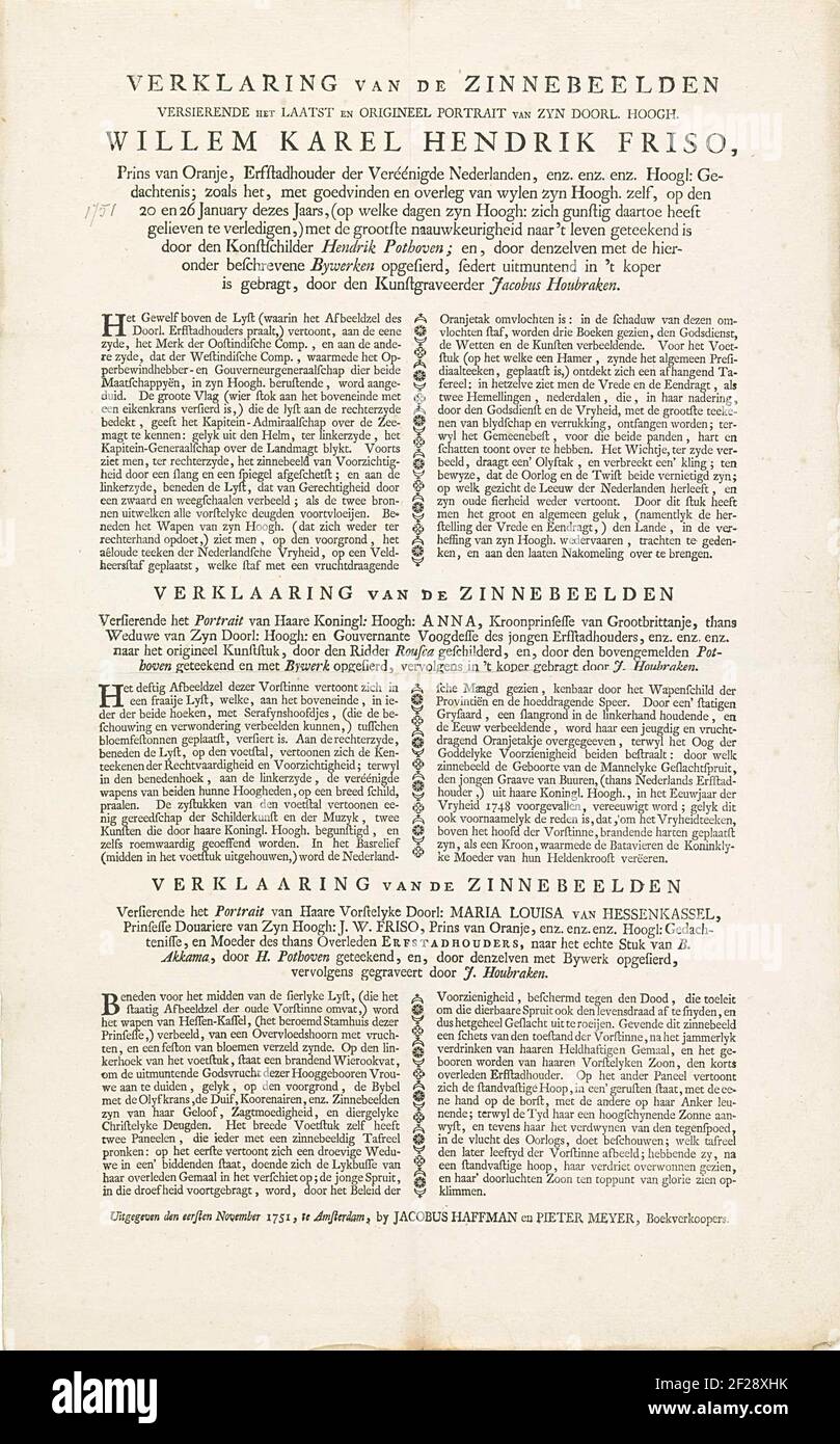 Text at the portraits of Willem IV, Prince of Orange-Nassau, Anna van ...