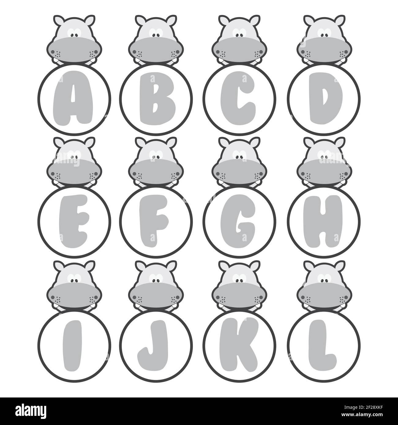 Hippo alphabet collection, vector art and illustration Stock Vector ...
