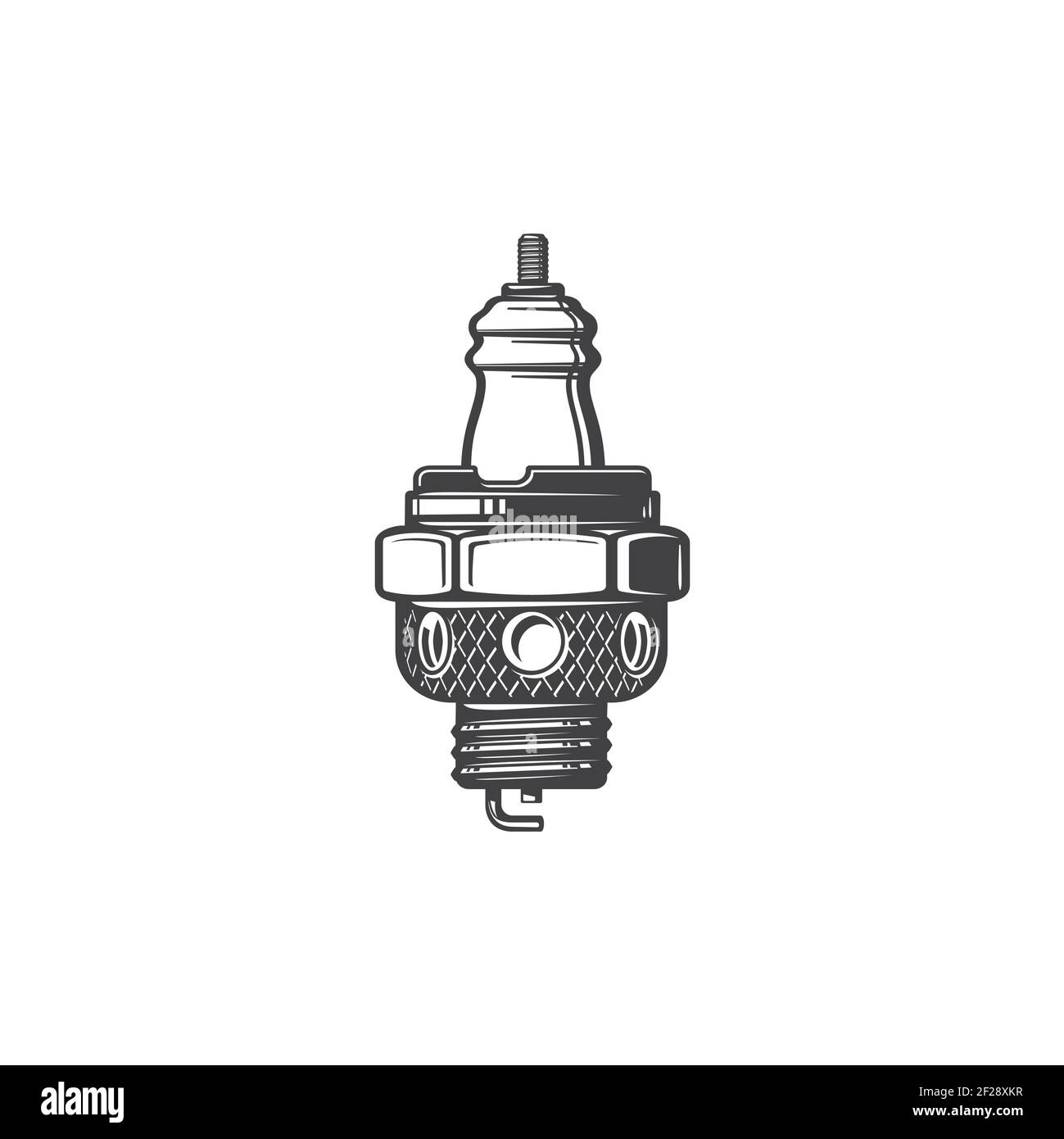 Spark plug of internal combustion candle isolated monochrome icon ...