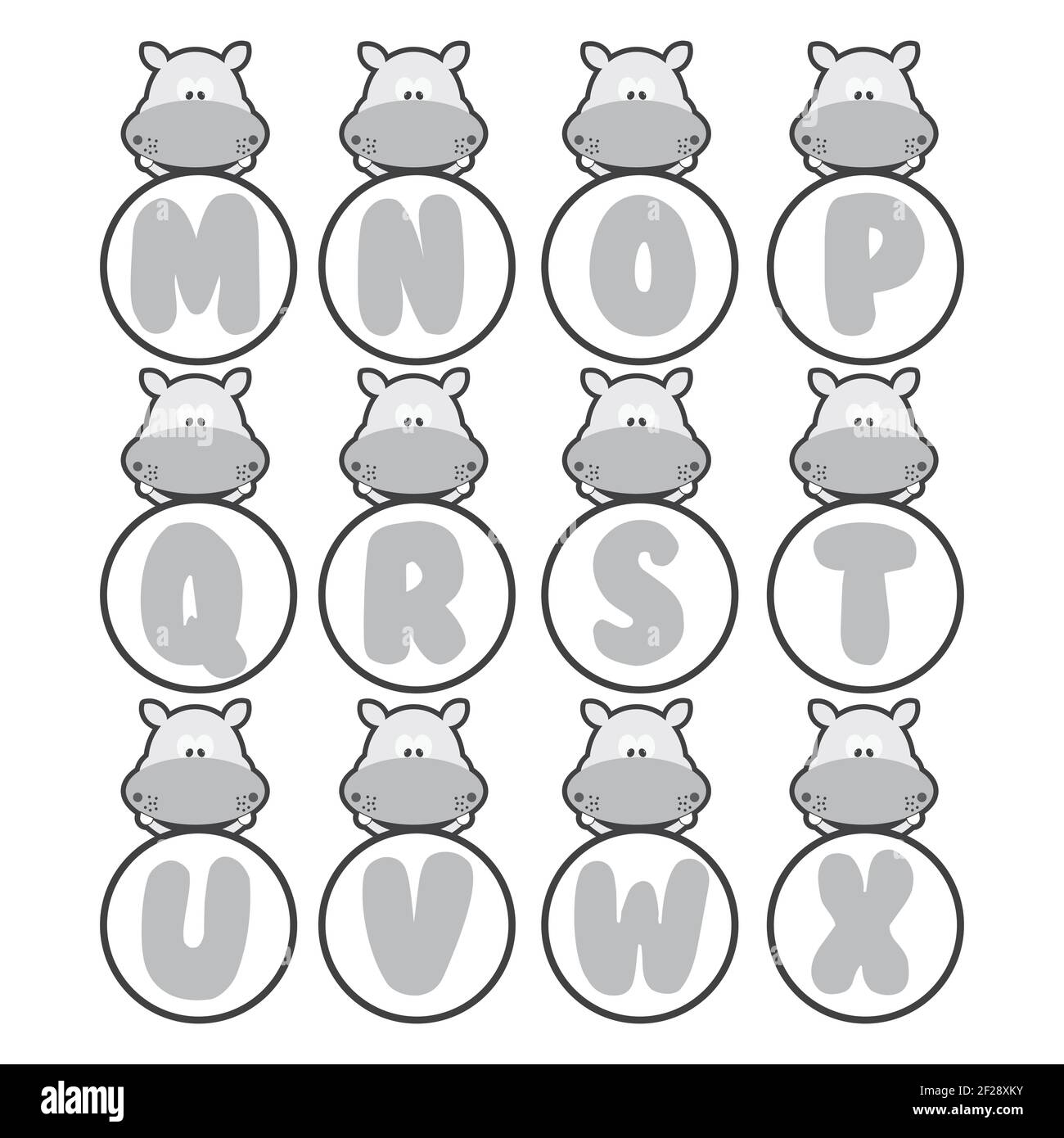 Hippo alphabet collection, vector art and illustration Stock Vector ...