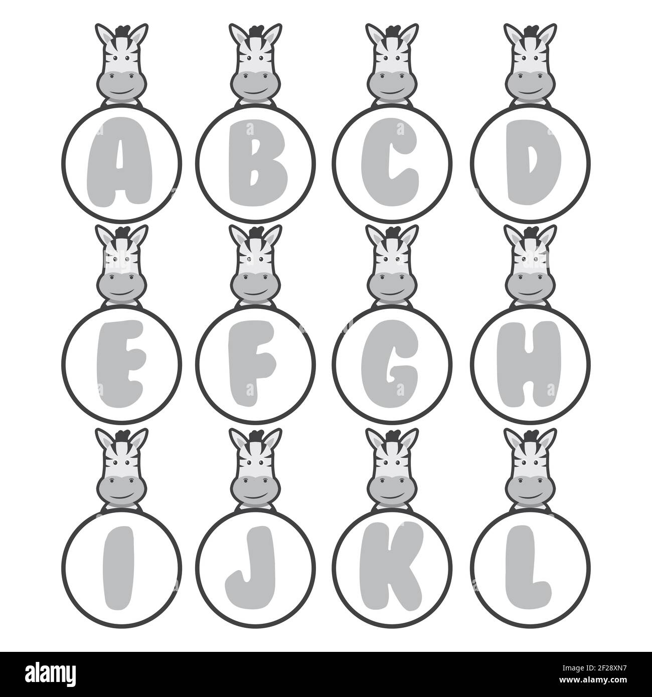 Zebra alphabet collection, vector art and illustration Stock Vector ...