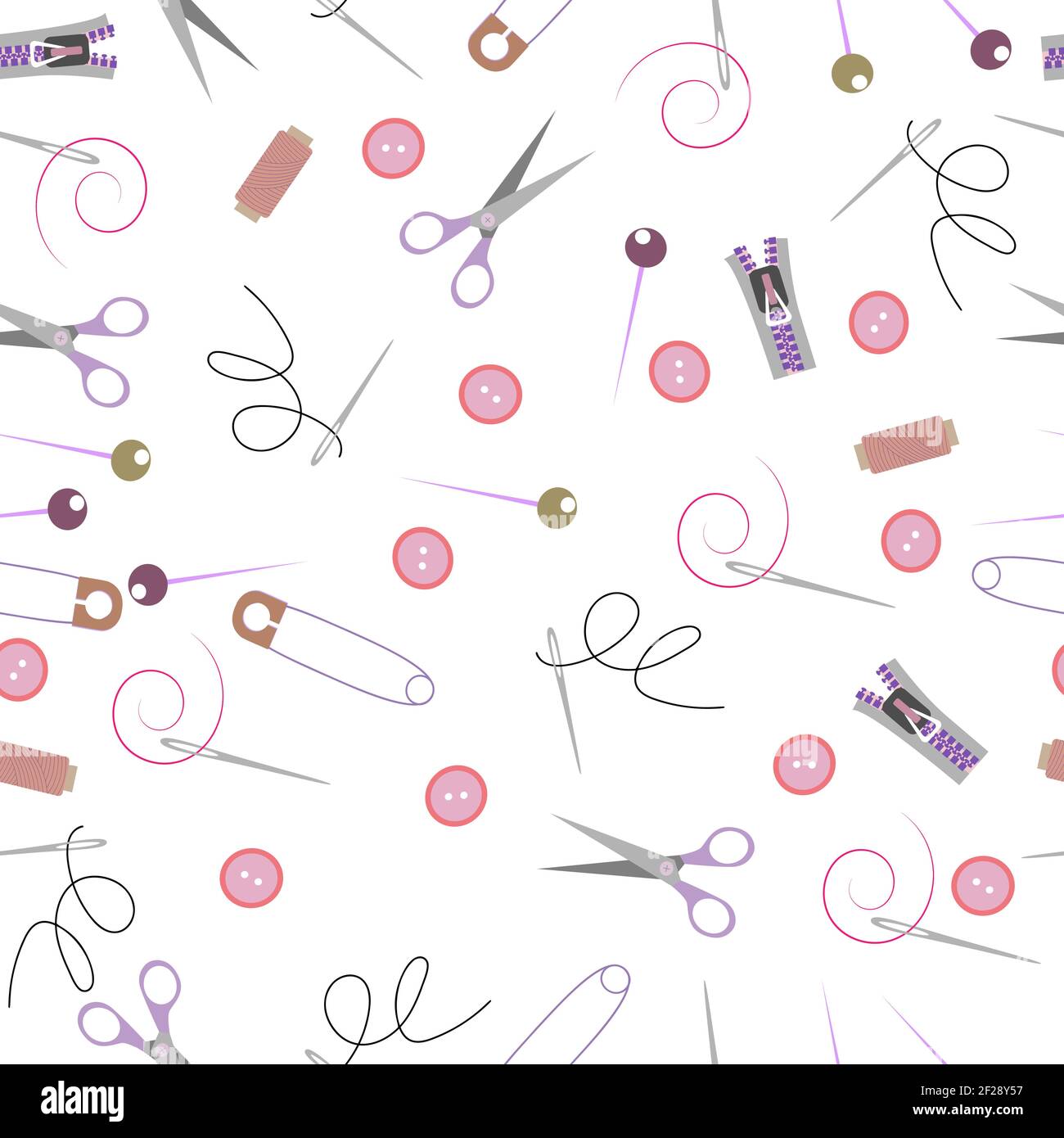 Vector seamless repeat pattern with different sewing accessories ...