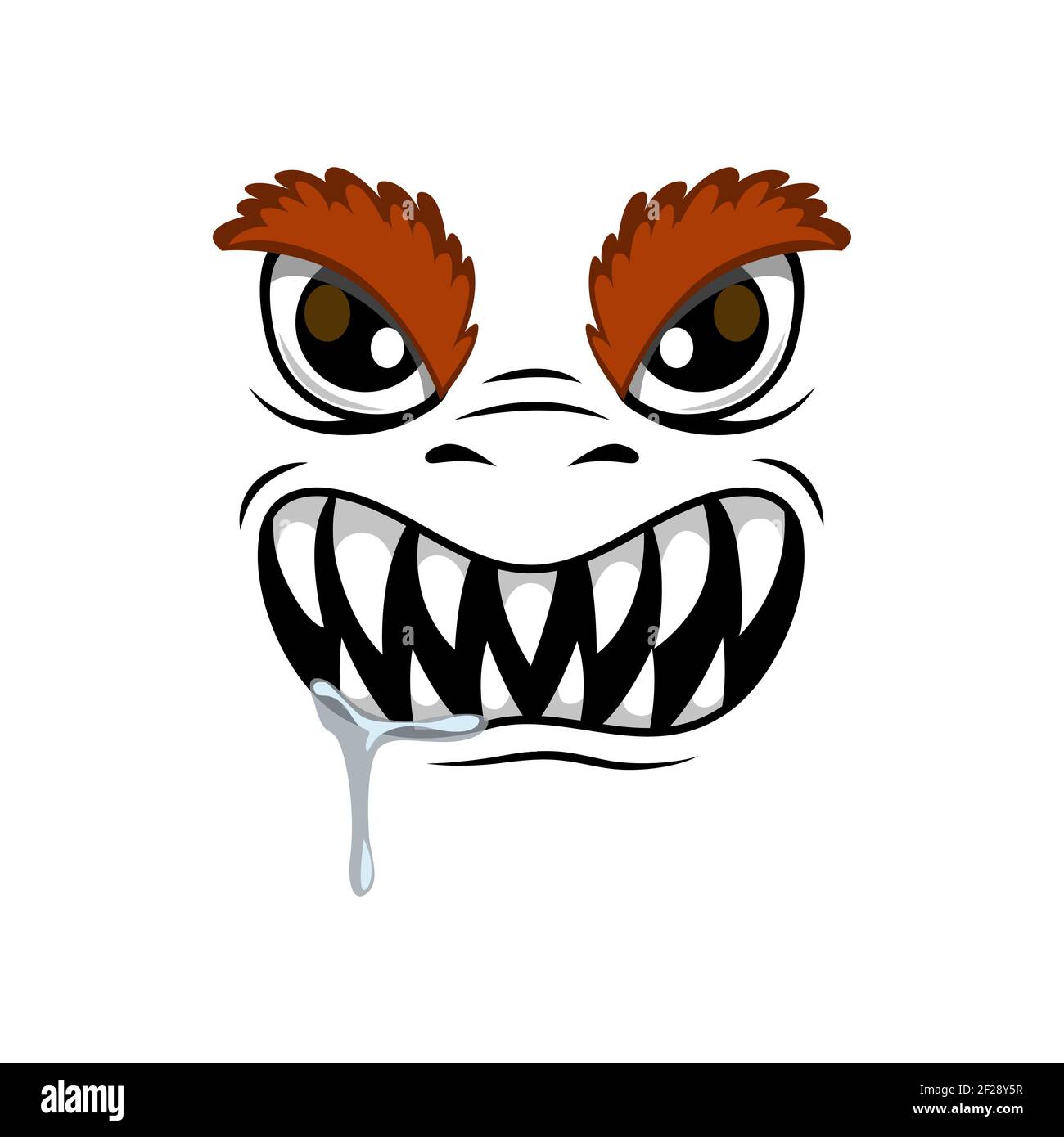 Monster face cartoon vector icon, creepy creature, emotion with hairy ...