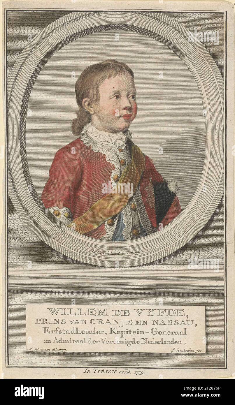 Portret van Willem V, prins van Oranje-Nassau.Portrait of Willem V in ...