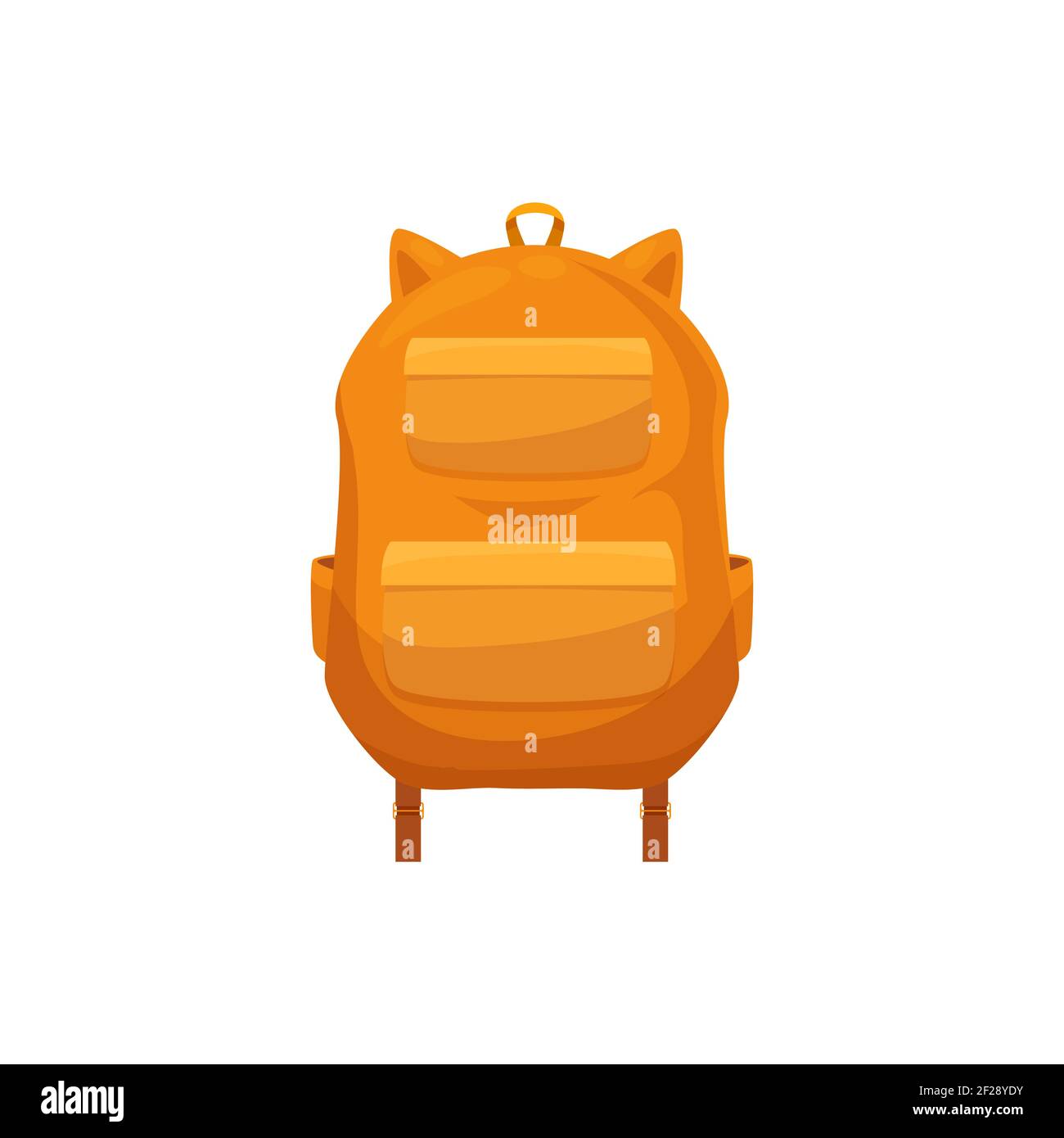 Kids schoolbag isolated vector icon, cute orange cartoon rucksack with ...