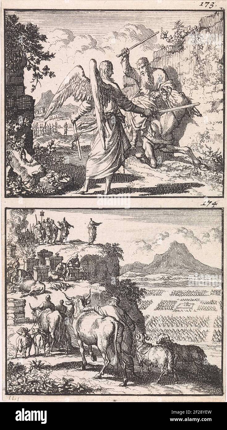 Balaam and the angel / balaam with king Balak on top of the mountain ...