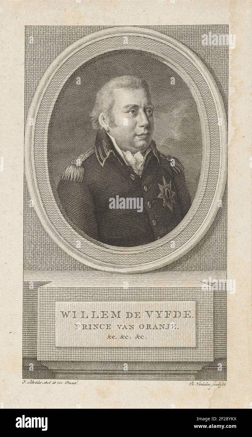 Portret van Willem V, prins van Oranje-Nassau.Portrait of Willem V in ...
