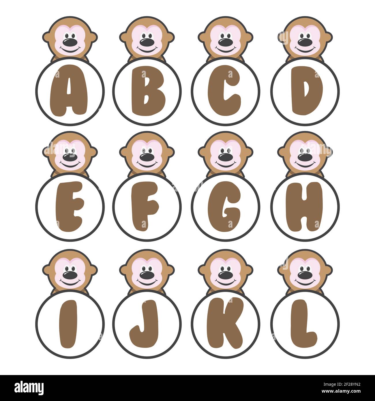 Monkey alphabet collection, vector art and illustration Stock Vector ...