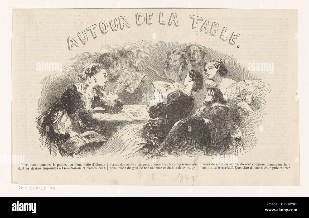 Men and women look around a table print albums; Autour de la Table.part ...