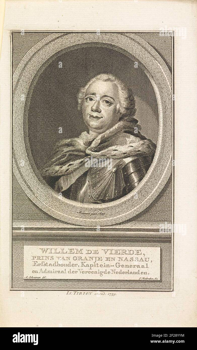 Portret van Willem IV, prins van Oranje-Nassau.Portrait of Willem IV in ...