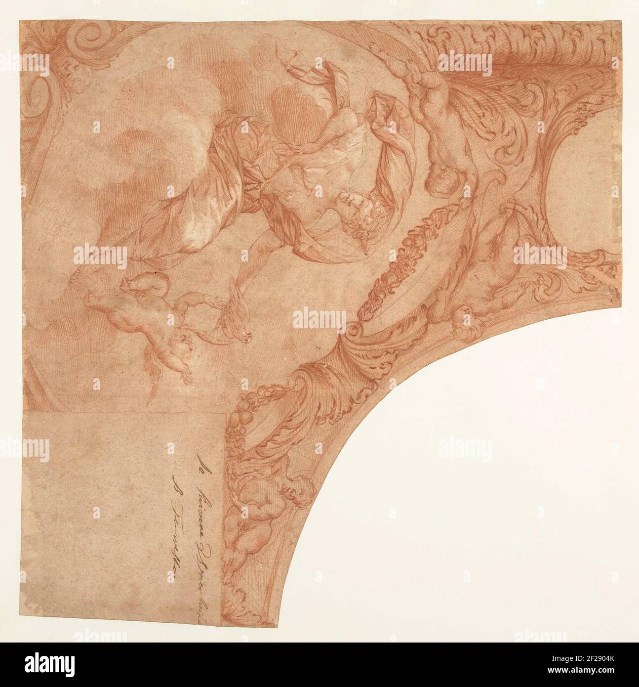 Design for a corner piece of ceiling with pure truth personification ...