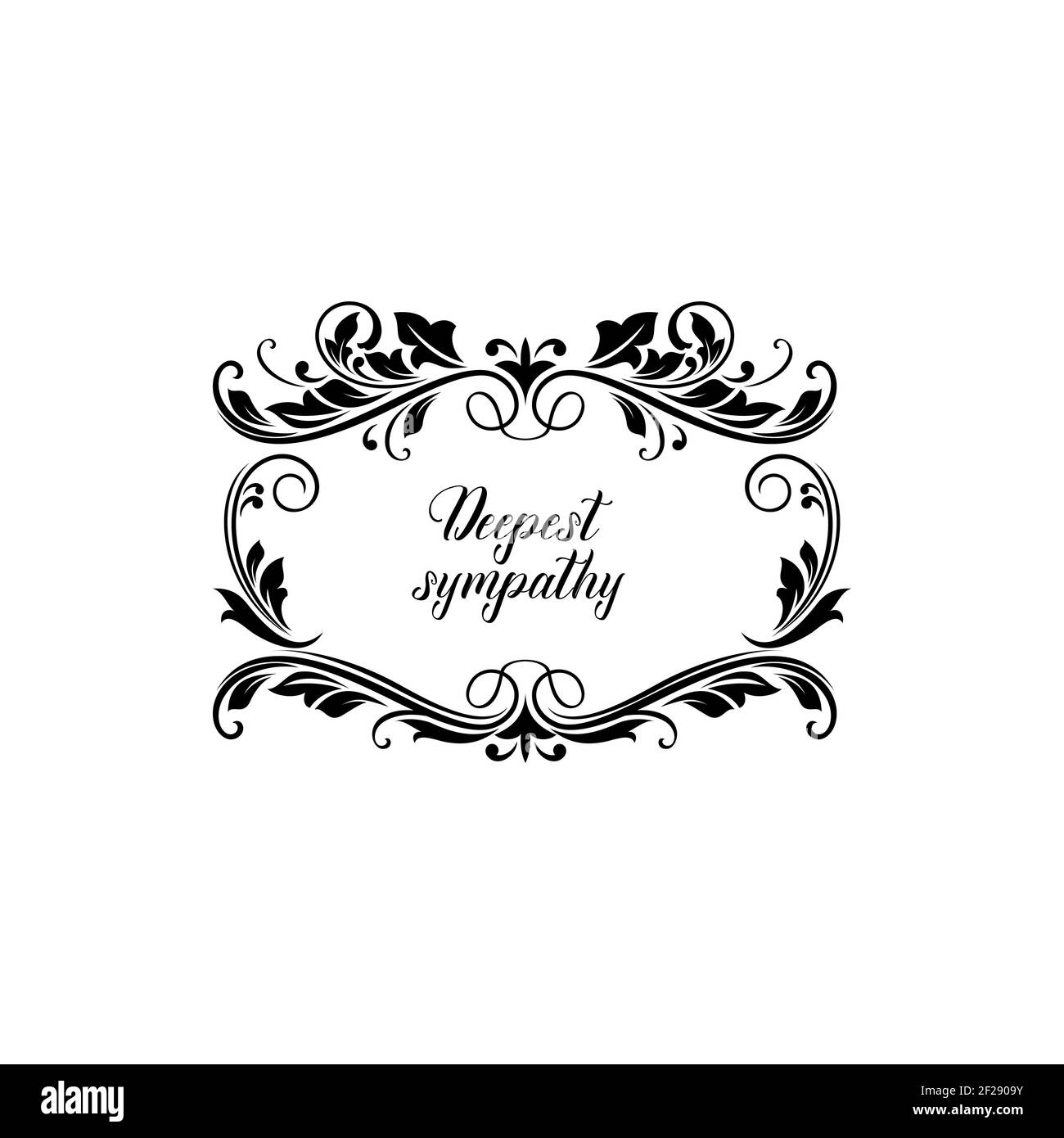 Funeral card, vintage condolence vector floral wreath with fleur de lis flowers, plant leaves ...