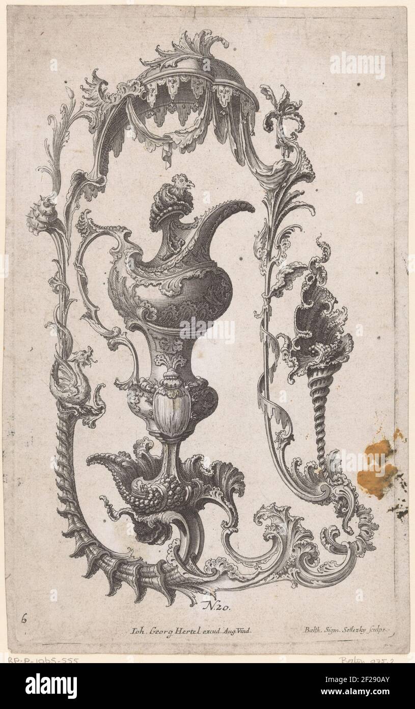Ornamental jug with bird head; Ornamental vases and tubs; Eve vases mit ...