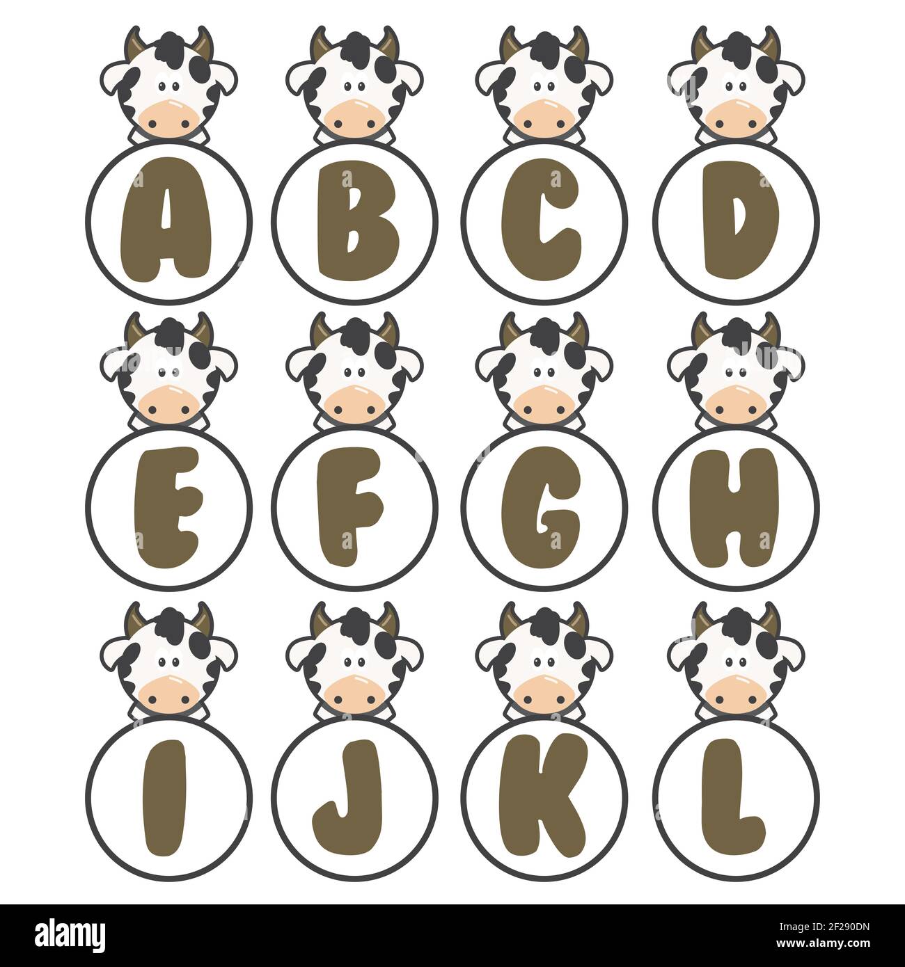 cow alphabet collection, vector art and illustration Stock Vector Image ...