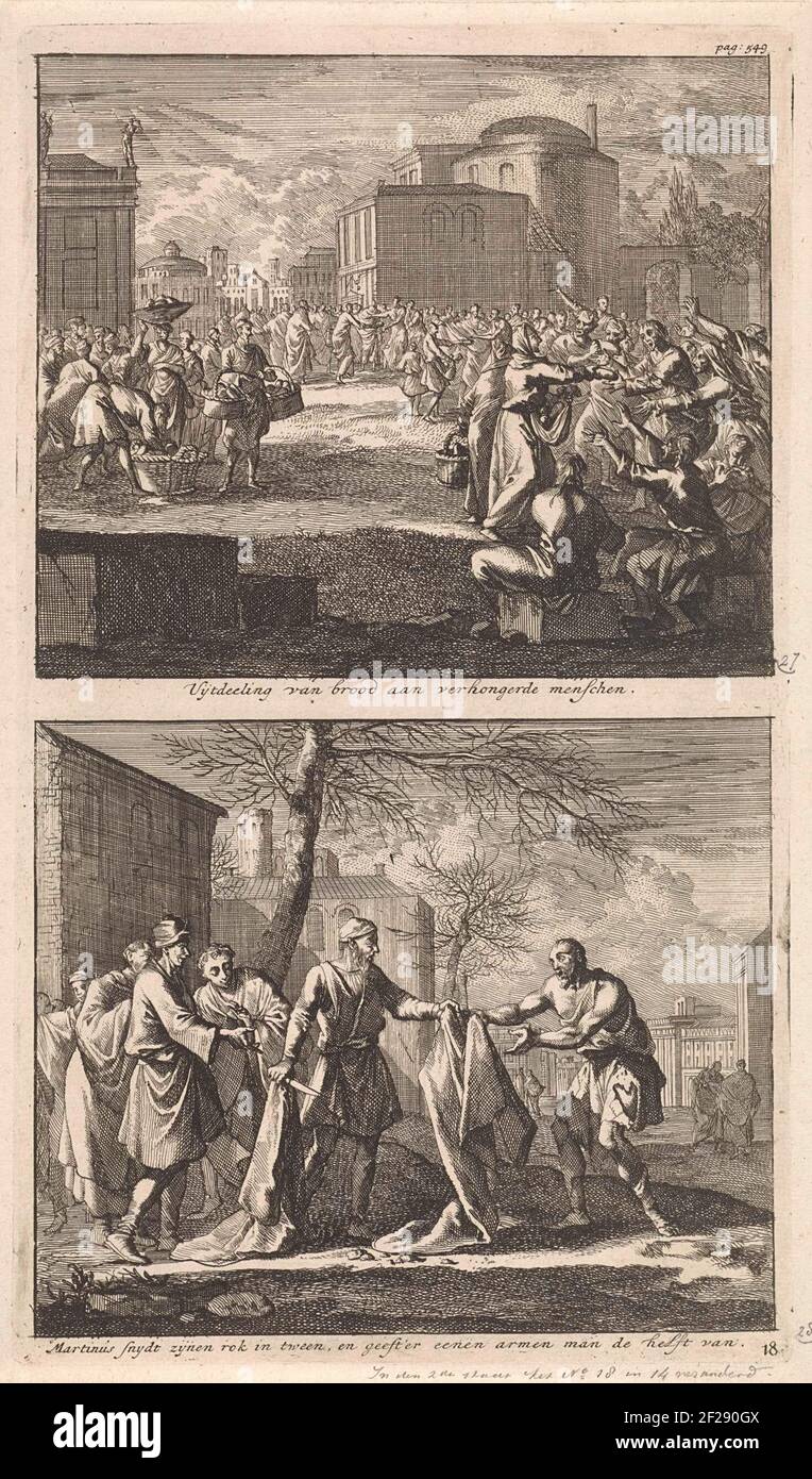 Christians share bread to the hungry and the Saint Martin who cuts his ...