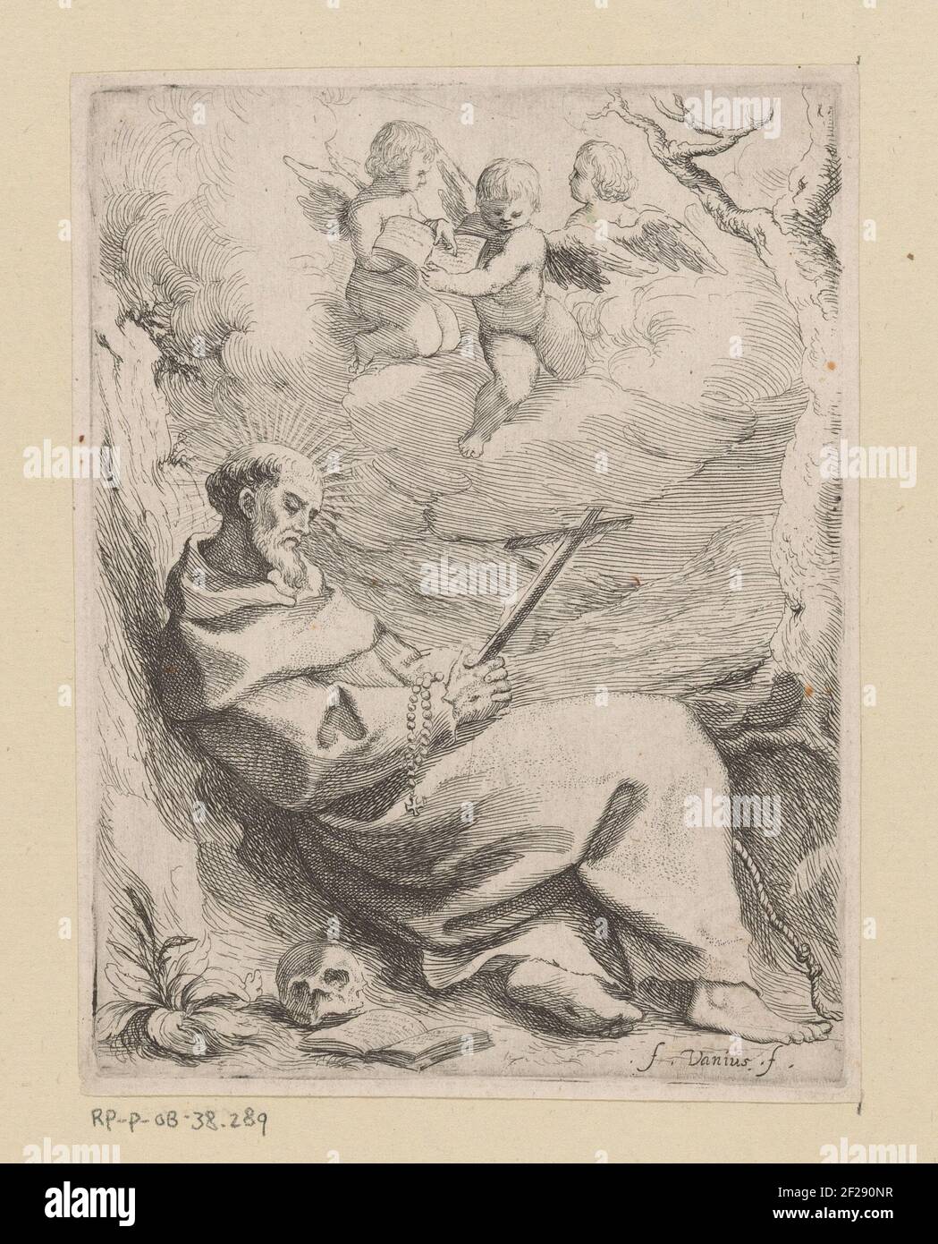 Saint Francis of Assisi with Crucifix.The Saint Francis, lying with a ...