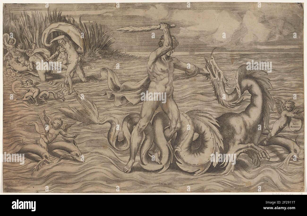 Hercules worstelt met Acheloüs.Hercules in battle with the Achelous ...