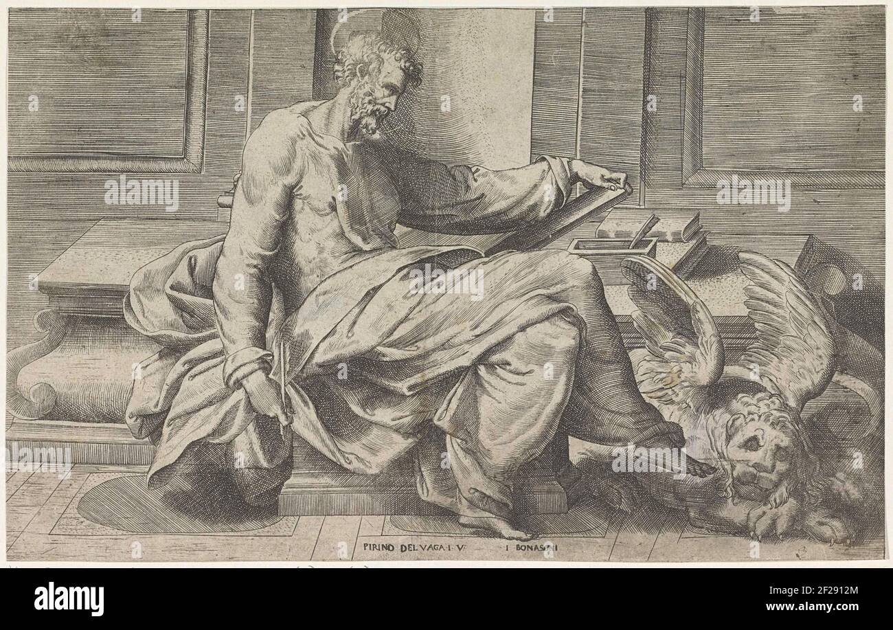 Heilige Marcus schrijft zijn Evangelie.The Holy Marcus writes his ...