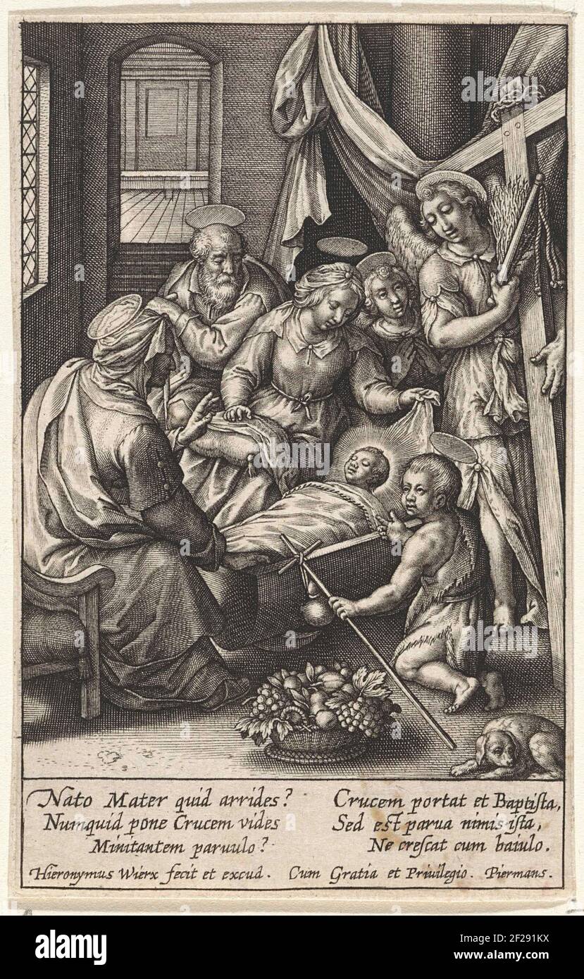 Christuskind slaapt in de wieg.The Christ child sleeps peacefully into ...