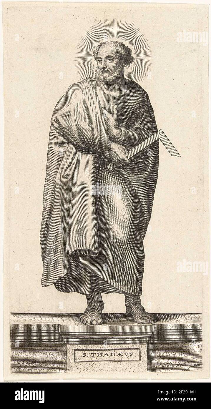Heilige Judas Taddeüs; SS Apostolorum Iconen.The print shows the Saint ...