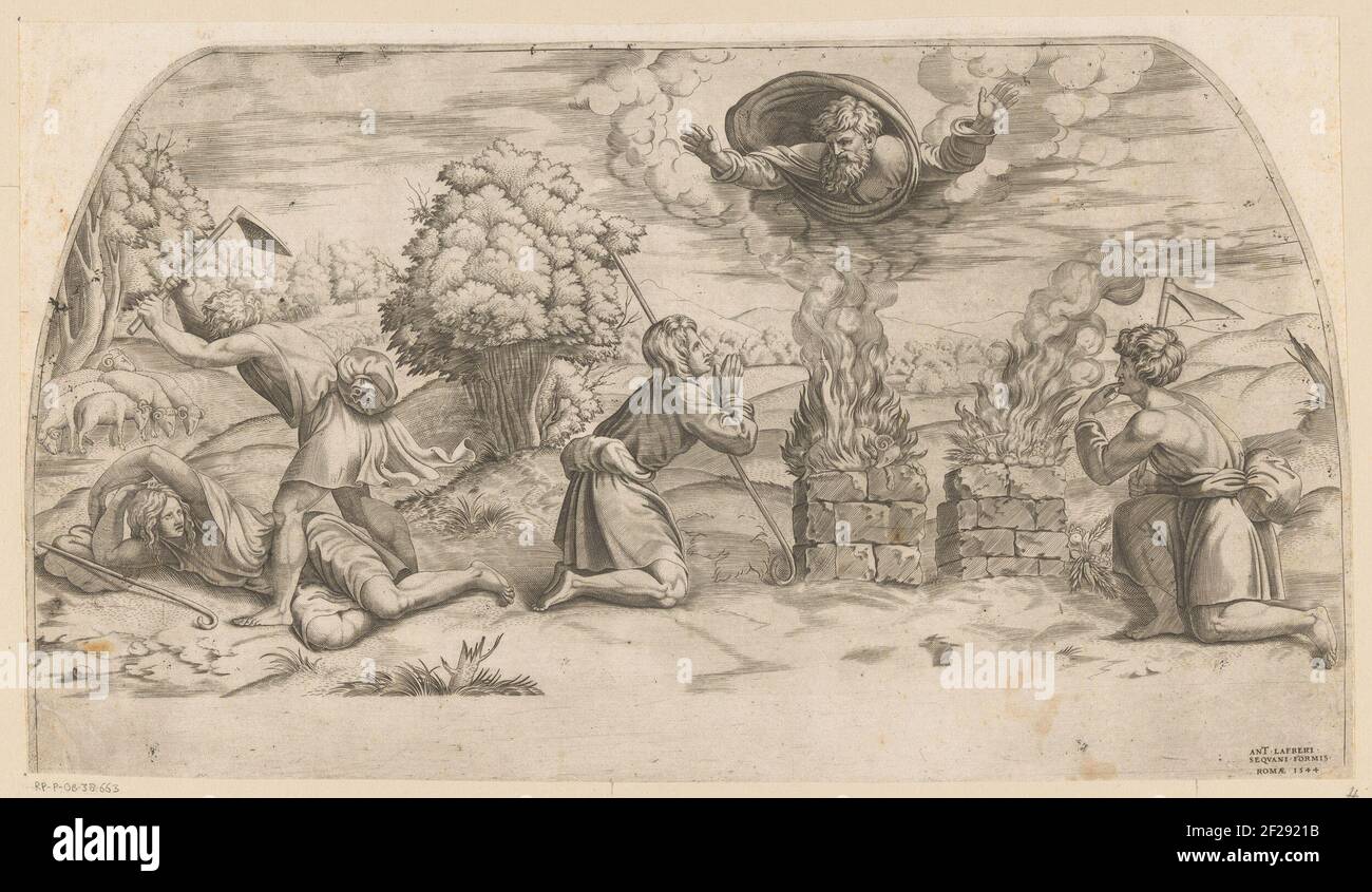 Cain and Abel.Rechts the sacrifices of Cain and Abel. Cain brings a ...