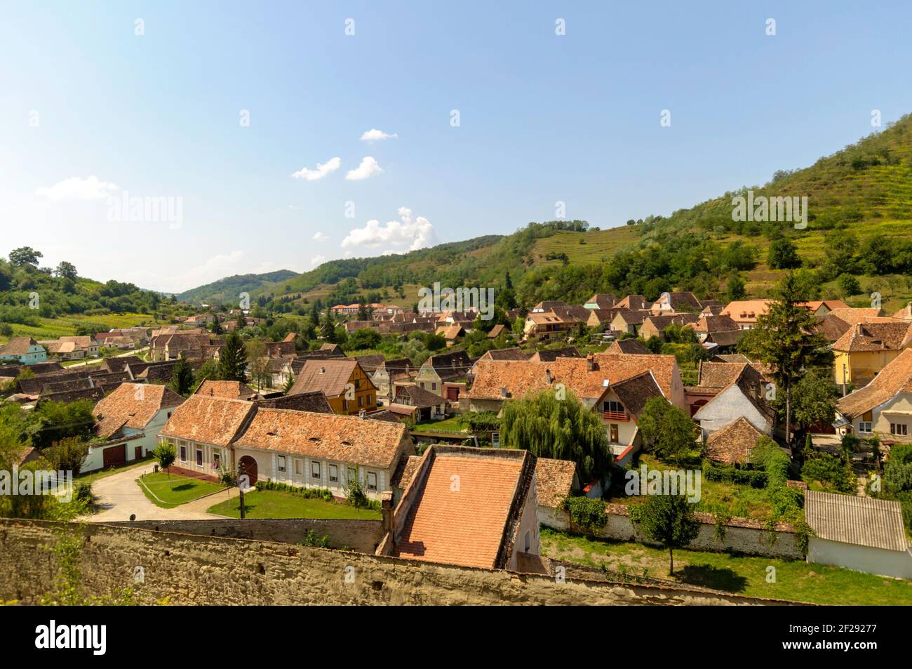 View over Biertan village in Transylvania Stock Photo - Alamy