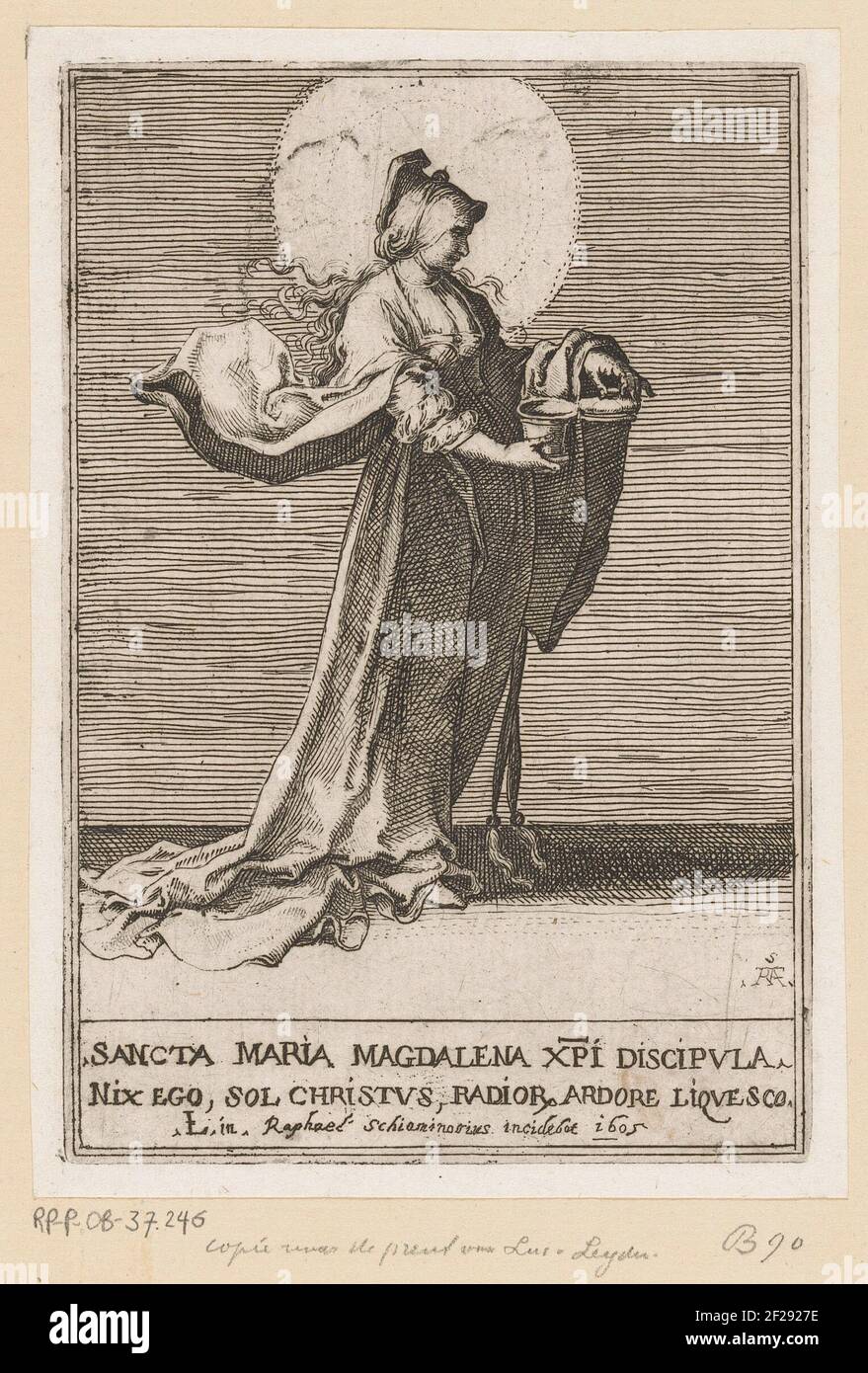 Maria Magdalena.The Saint Mary Magdalena, standing and turned to the ...