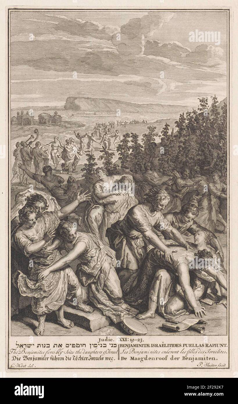 Maagdenroof der Benjamieten.In a vineyard, the virgins of Israel ...