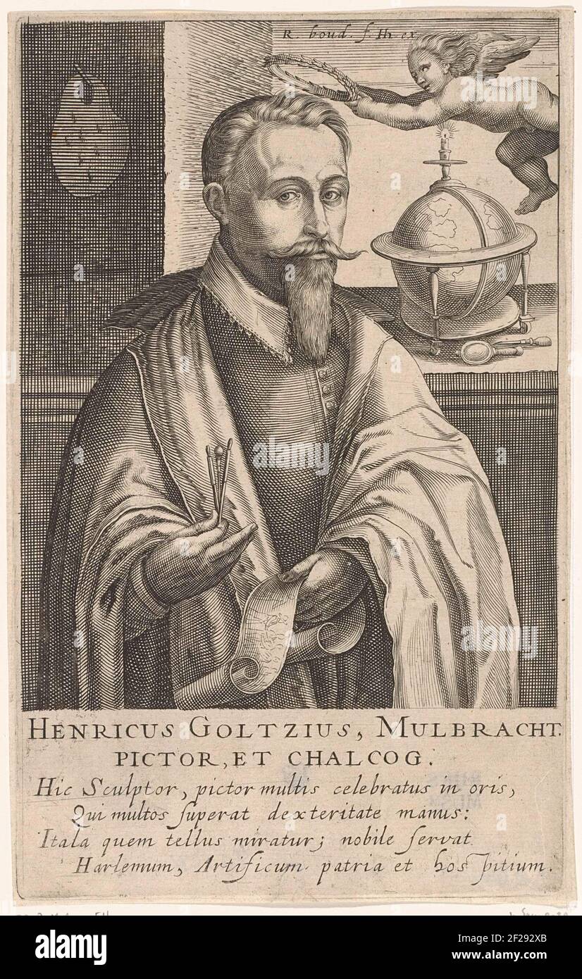 Portret van Hendrik Goltzius.Portrait of the painter and engraver ...