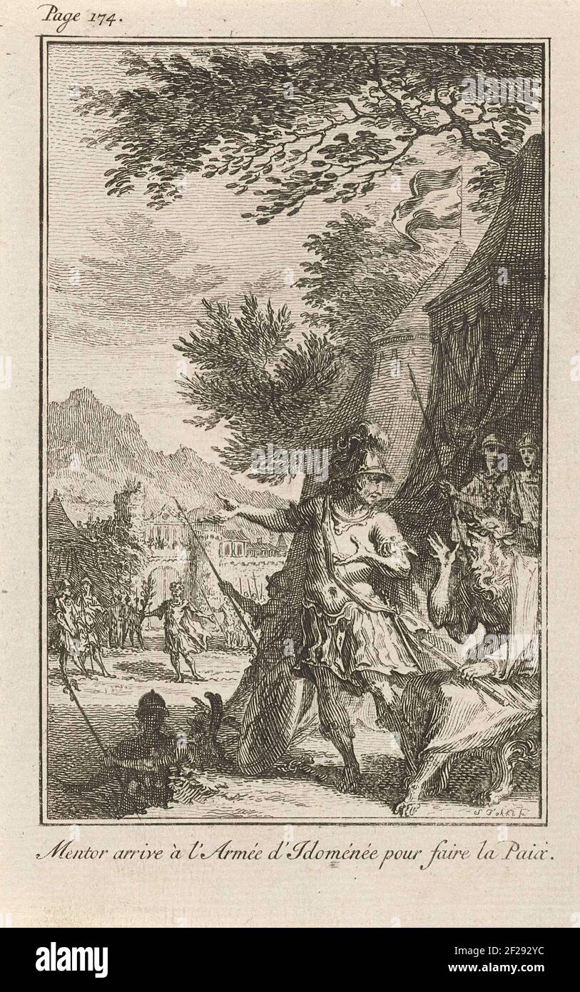 TELEMACHUS IN GESPREK MENTOR; Mentor arrives at the military of idomena ...